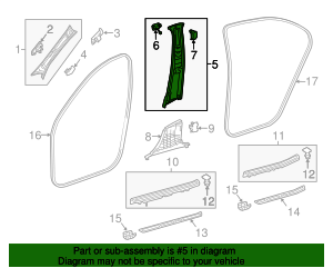 222-690-06-25-9H93 - Upper Center Pillar Trim 2014-2020 Mercedes-Benz ...