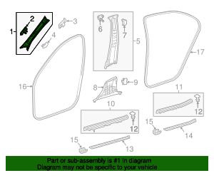 222-690-03-25-9H93 - Windshield Pillar Trim 2014-2020 Mercedes-Benz ...