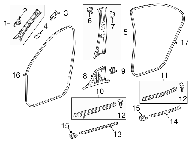 2014-2020 Mercedes-Benz Windshield Pillar Trim Lower Bracket 222-690-05 ...
