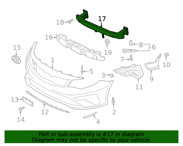 64900-D5500 - Impact Bar - 2019-2020 Kia Optima | World Kia Parts