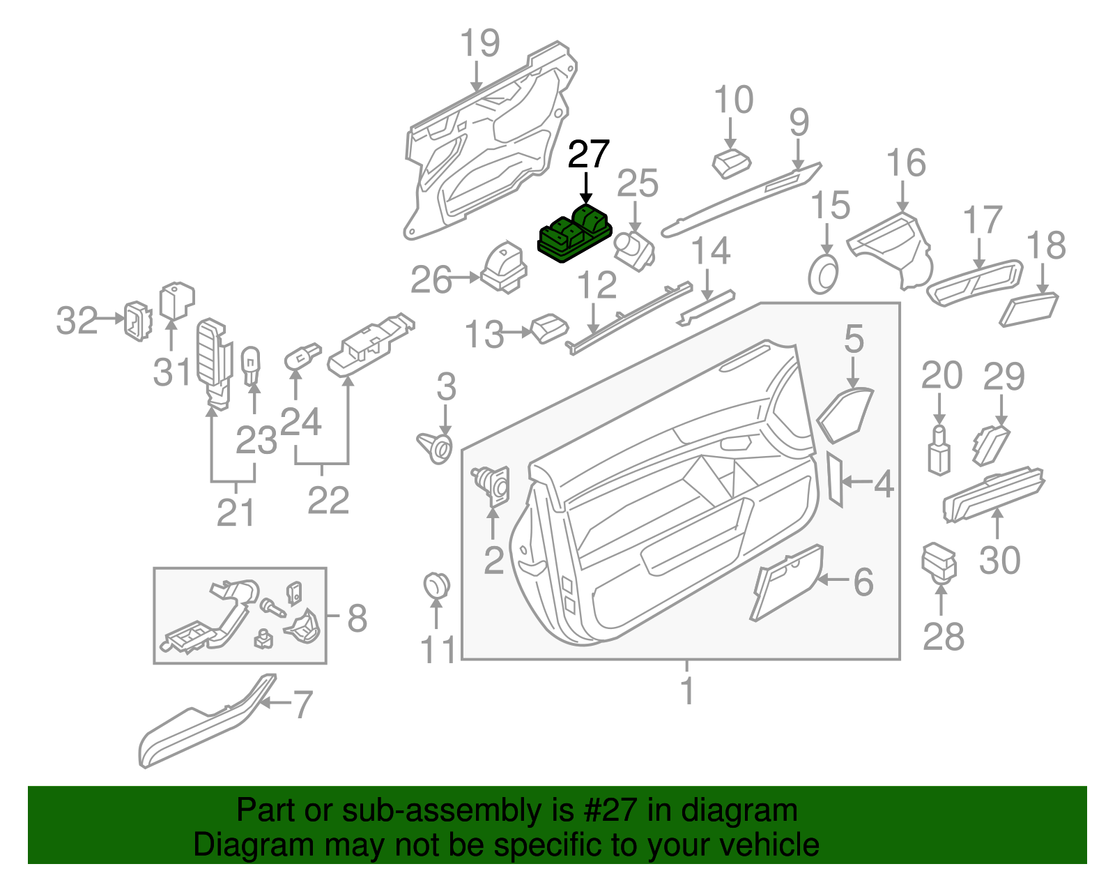 2005-2011 Audi Window Switch 4F0-959-851-G-5PR | Audi USA Parts