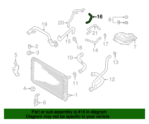 2000-2005 Volkswagen Passat Engine Coolant Hose 06B-121-058 | OEM Parts ...
