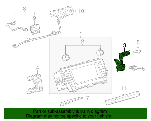 86211-47080 - GPS Navigation System Bracket 2012-2014 Toyota Prius V ...