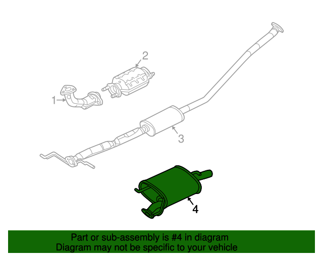 2002 Kia Spectra Silencer Assembly Main 0K2NA-40100B | QuirkParts
