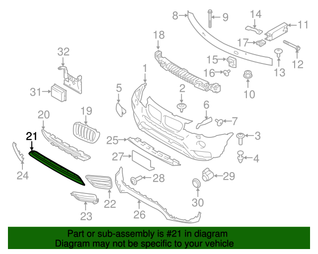 51117338475 - 2015-2018 BMW X4 Lower Grille (51-11-7-338-475) | BMW of ...