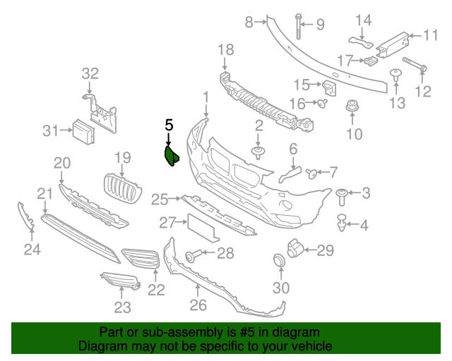 51117389892 - 2015-2018 BMW X4 Lmp Washer Cover (51-11-7-389-892) | BMW ...