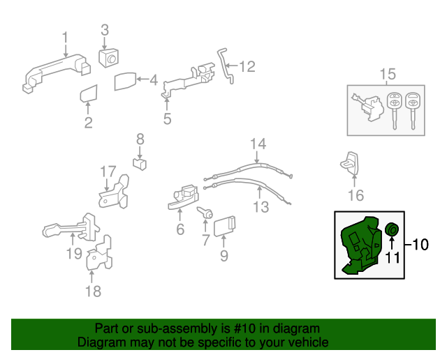 69030-0C050 - Lock Assembly - 2007-2021 Toyota | OEM Genuine Toyota Parts