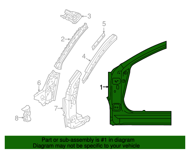 2014-2018 Mazda 3 Pillar(R) Front Out BJY6-70-221 | QuirkParts