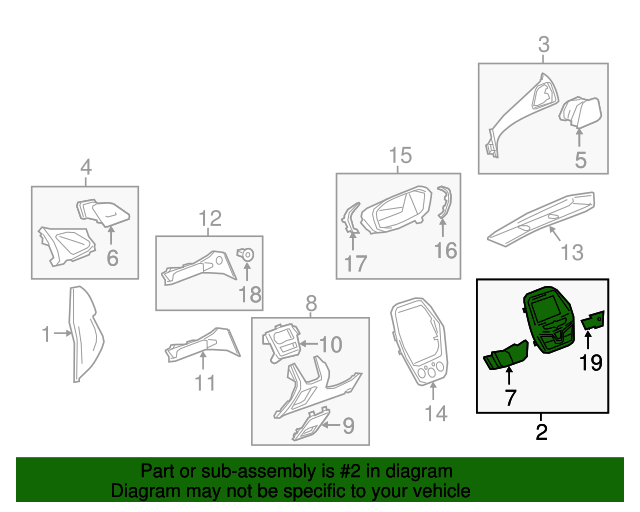 95409438 - Piano Black Instrument Panel Trim Plate 2016-2022 Chevrolet ...