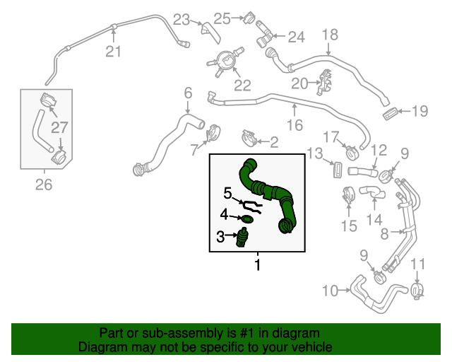 2011-2018 Porsche Cayenne Upper Hose 958-106-401-00 | OEM Parts Online