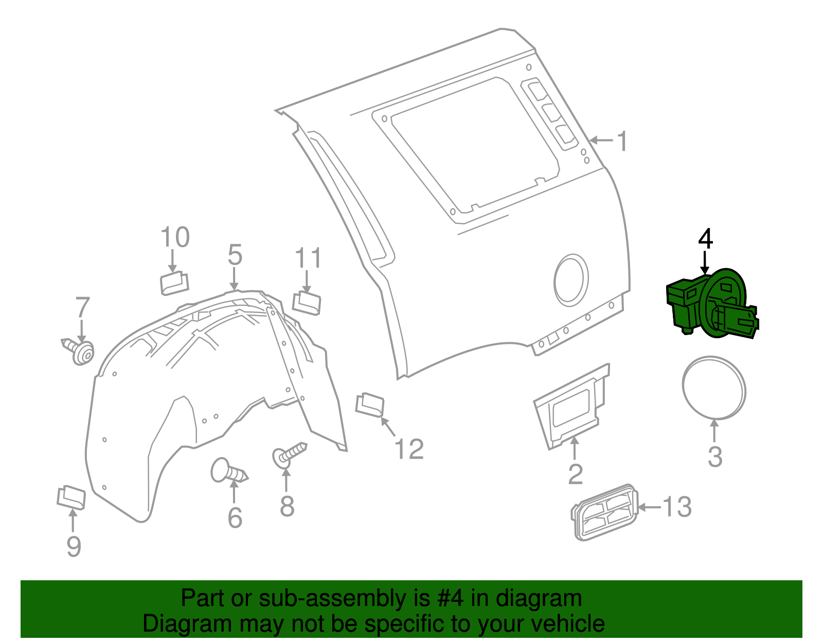 22819287 - Fuel Filler Housing with Actuator, Hinge, Rod, Pin, Bumper ...