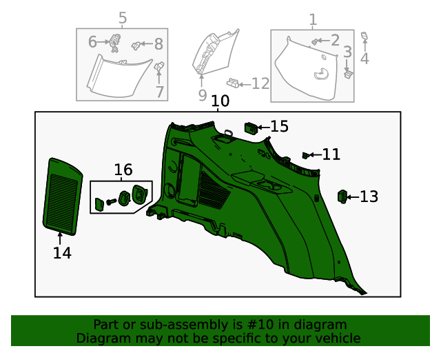2021-2023 GM Black Driver Side Quarter Lower Rear Trim Panel 84799897 ...