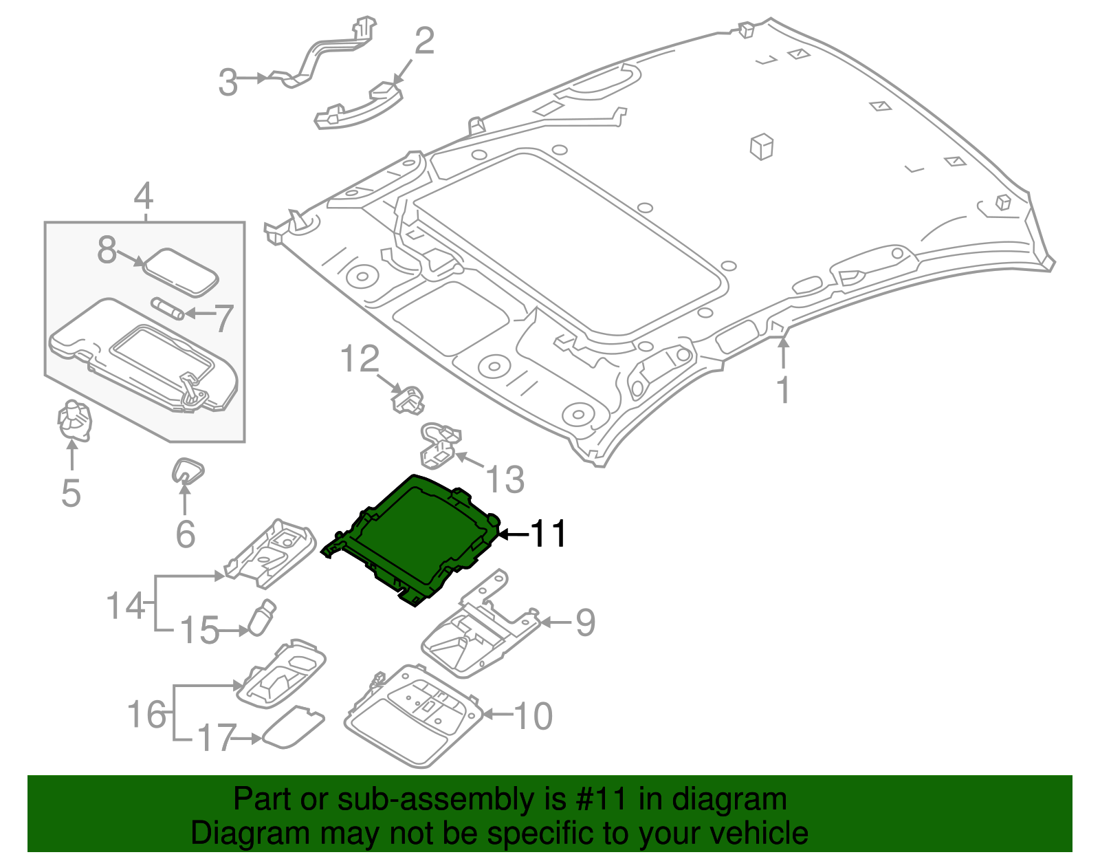 2014-2020 Infiniti Q50 Map Lamp Assembly Bracket 26428-4GA0A | Infiniti ...