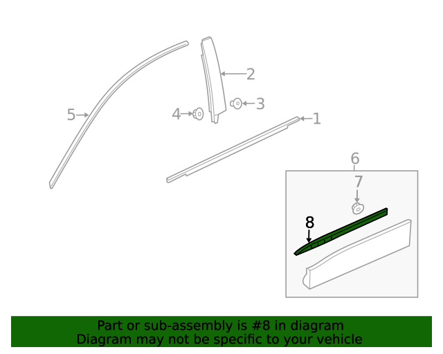 2020-2021 Cadillac XT6 Black Front Driver Side Door Lower Molding ...