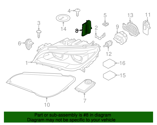 2013-2015 BMW Headlight Control Module 63-11-7-440-876 ...