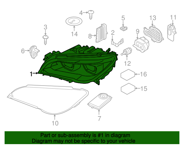 2013-2015 BMW Headlight with LED technology, right 63-11-7-348-500 ...