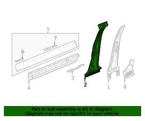 2019-2023 Cadillac XT4 Passenger Side Center Pillar Outer Panel ...