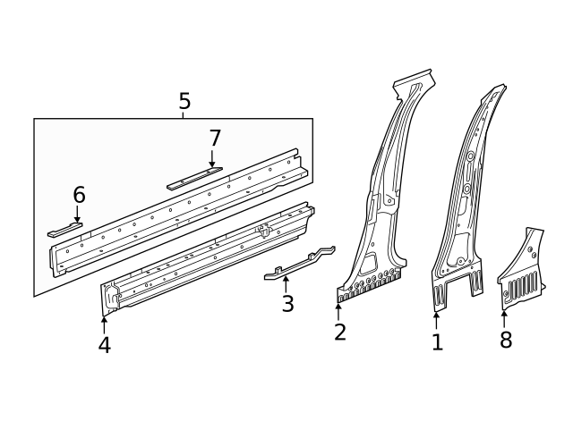 2019-2023 Cadillac XT4 Passenger Side Center Pillar Outer Panel ...