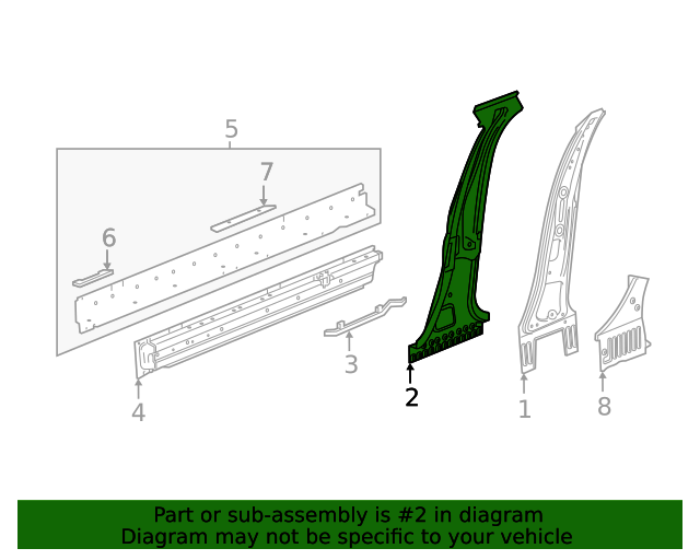 2019-2023 Cadillac XT4 Passenger Side Center Pillar Outer Panel ...