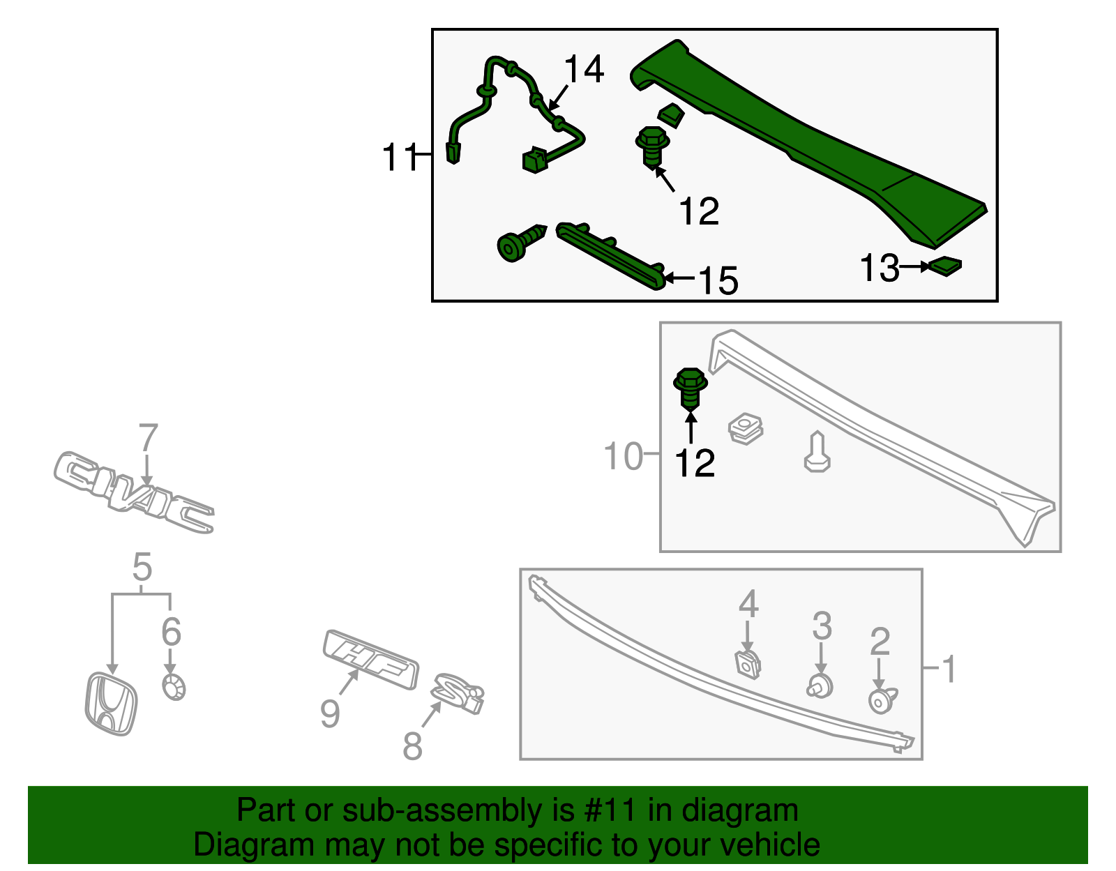 71700-TR7-A10ZA - 2013-2015 Honda Civic - Spoiler Assembly Trunk *R513 ...