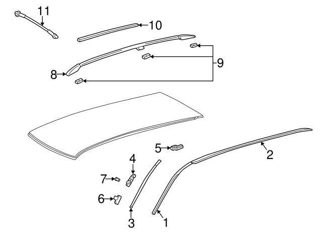 210-690-50-62 - Roof Drip Molding 1998-2003 Mercedes-Benz E 320 ...