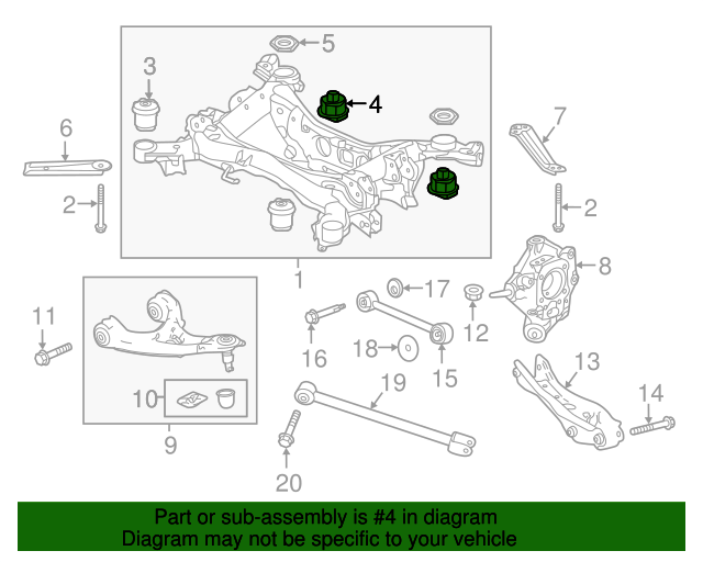 50370-TZ5-A01 - Rubber Rear Sub-Frame Mounting - 2016-2021 Honda ...