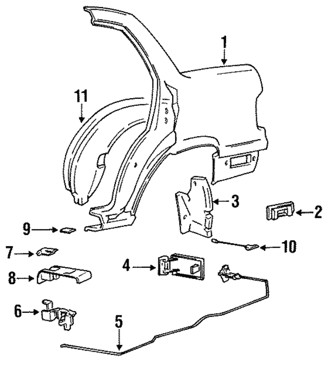 1992-1995 Hyundai Elantra Panel Assembly Quarter Outer Right-hand 71504 ...