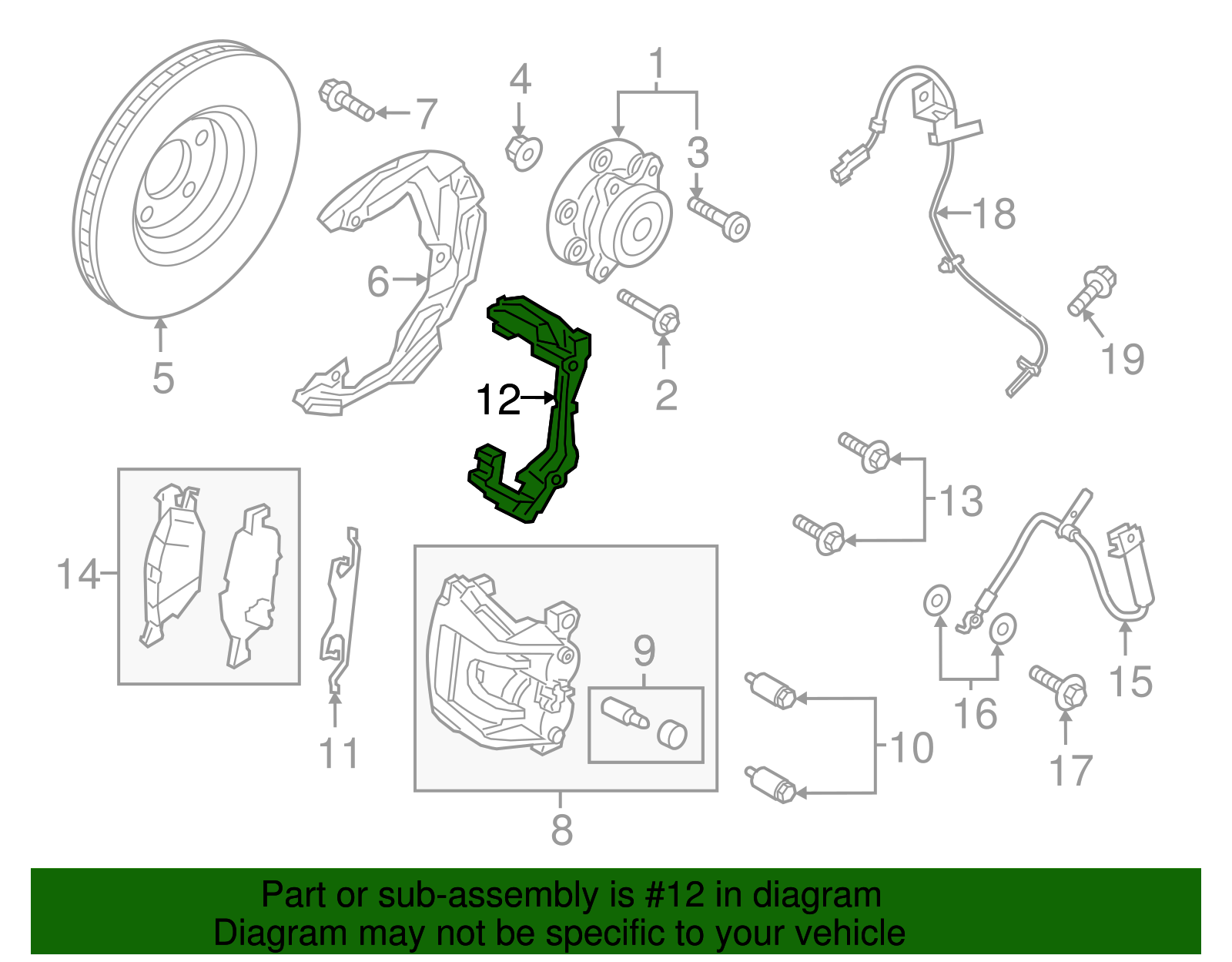 OEM Ford Caliper Support For 2019-2024 Ford Edge - Part No. K2GZ-2B292 ...