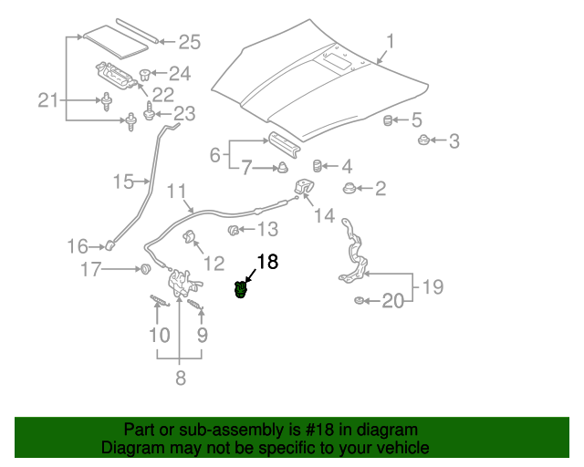 2000-2005 Toyota Celica Support Rod Holder 53454-20010 | Toyota Parts ...