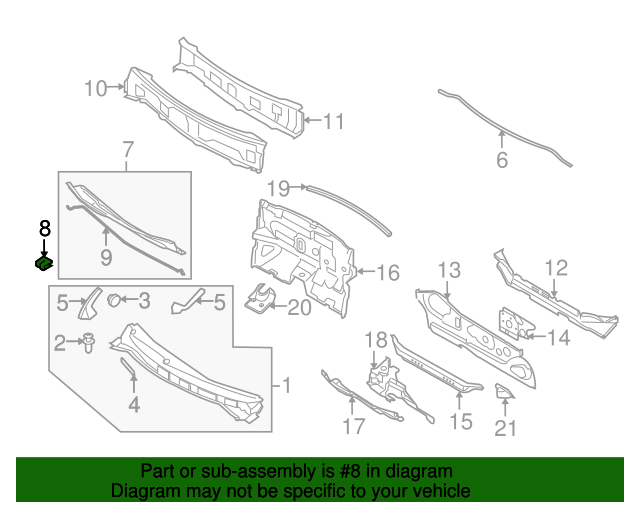 2007-2012 Nissan Upper Panel Retainer 66820-ED000 | TascaParts.com