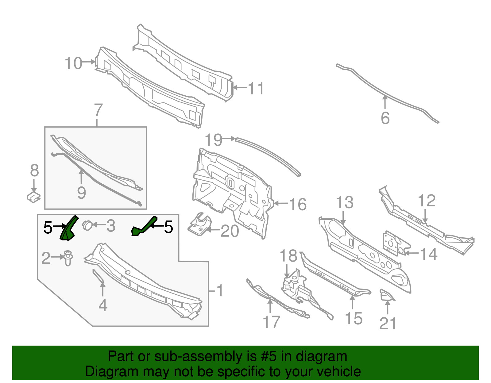2007-2012 Nissan Versa Cowl Grille Outer Cover 66894-EL000 | Nissan ...