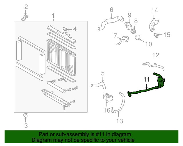 16278-46051 - Engine Coolant Bypass Pipe 1998-2005 Lexus | AutoNation Parts
