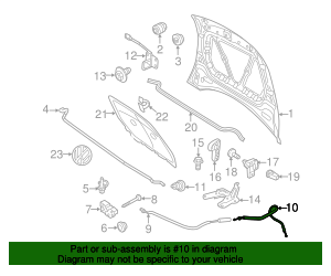 2012-2019 Volkswagen Beetle Hood Release Cable 5C5-823-535-B ...