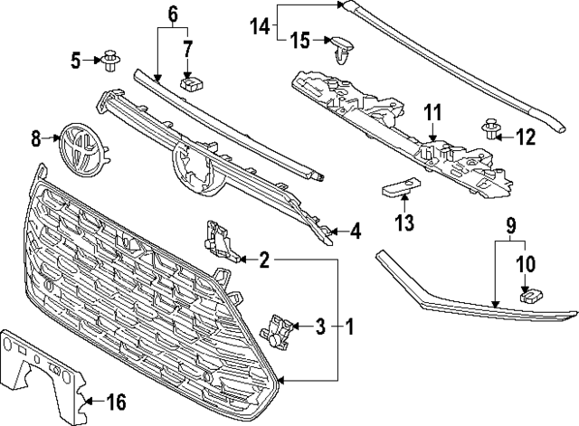 2024 Toyota Grand Highlander Grille Bracket Upper Retainer 52521-0E040 ...