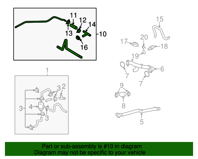 2004-2009 Audi Engine Coolant Overflow Hose 8E0-121-107-P ...