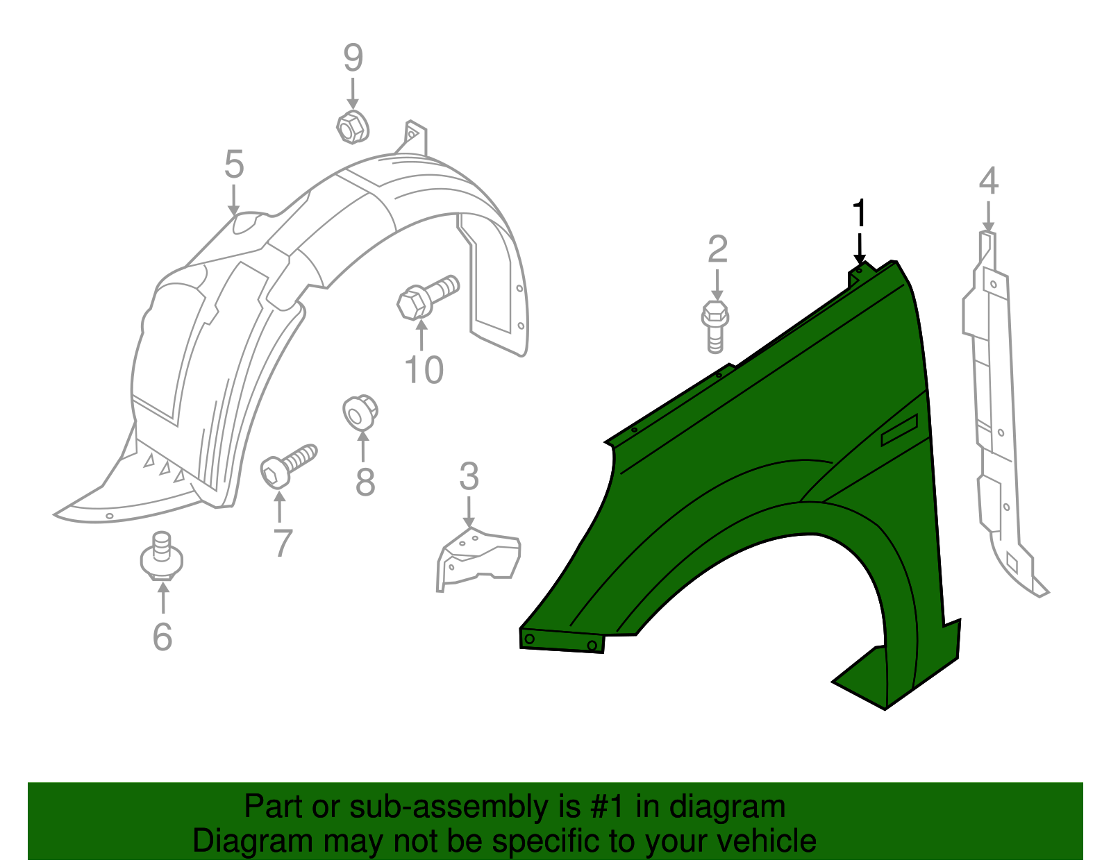 2012-2017 Hyundai Accent Fender 66321-1R350 | Retail Performance Auto Parts