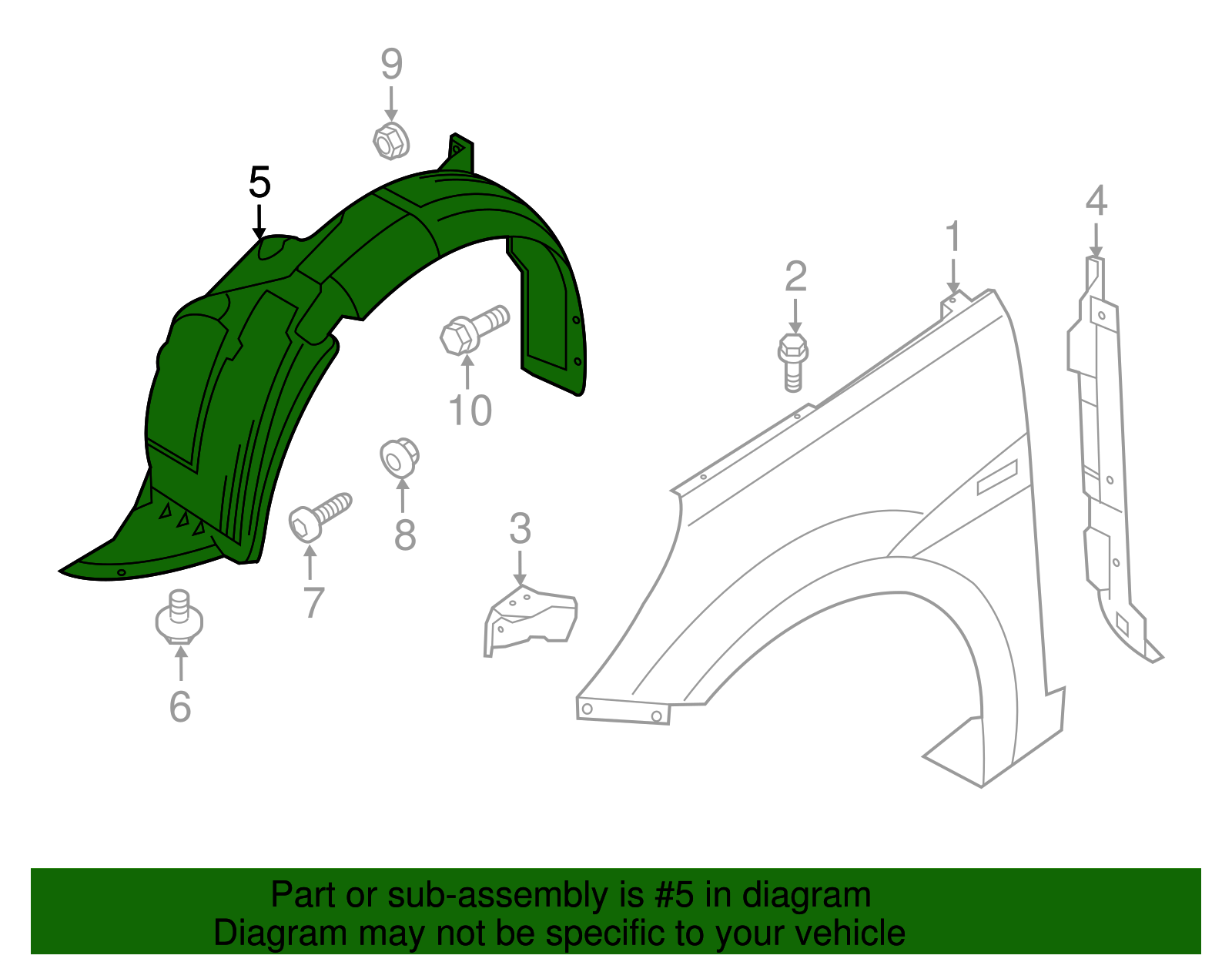 2012-2013 Hyundai Accent Fender Liner 86812-1R000 | Hyundai Wholesale ...