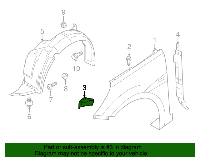 2012-2017 Hyundai Accent Fender Front Bracket 66317-1R300 | QuirkParts