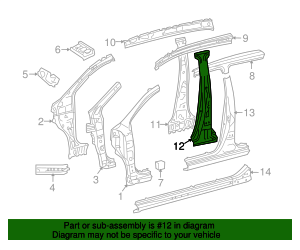 2008-2014 Scion xD Reinforcement S A C 61037-52907 | Toyota Parts Center