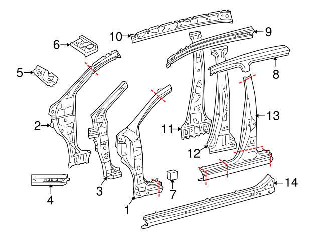 2008-2014 Scion xD Pillar Front Body Out 61132-52250 | Toyota Parts Center
