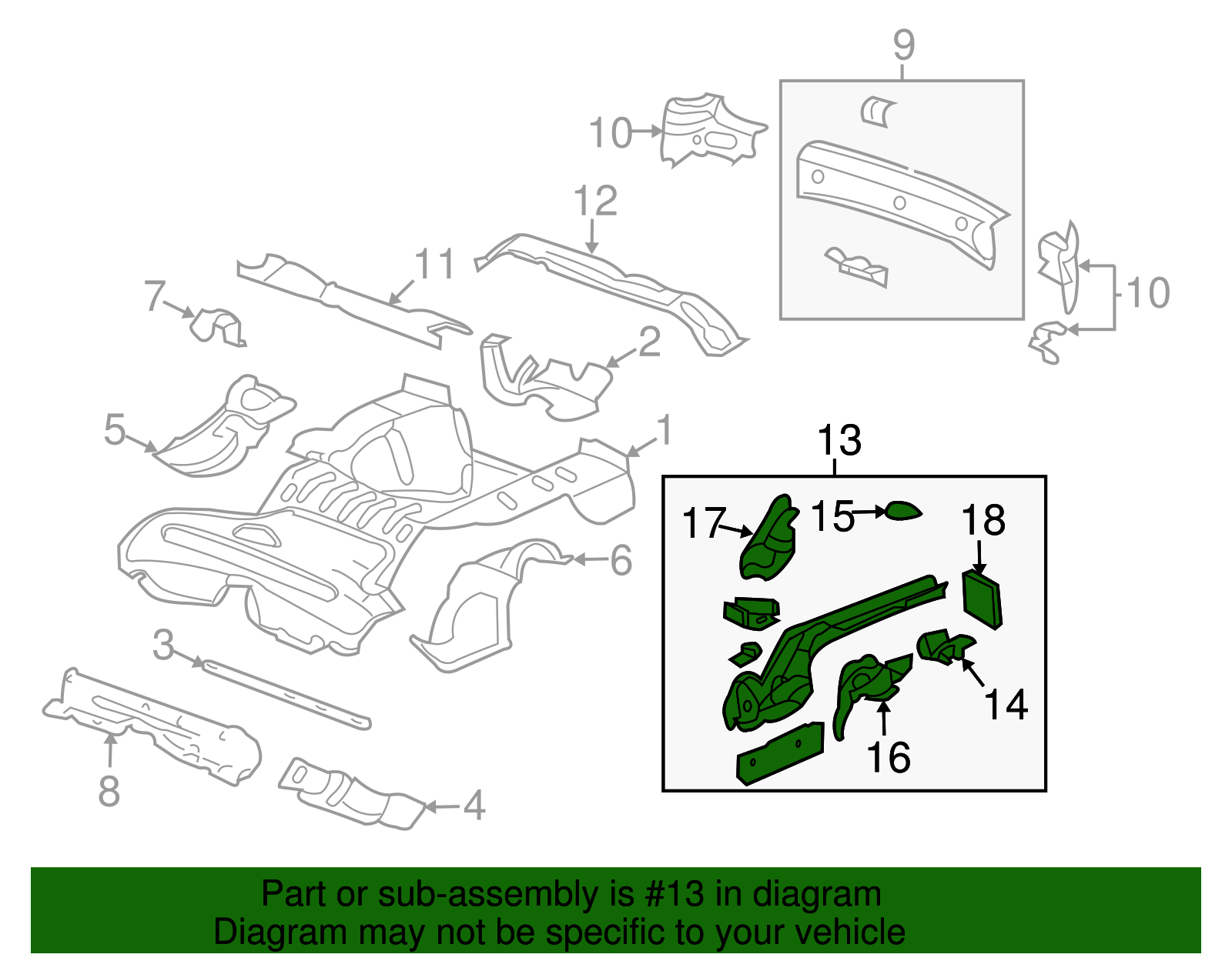 2006-2011 Chevrolet HHR Passenger Side Rear Underbody Rail Assembly ...