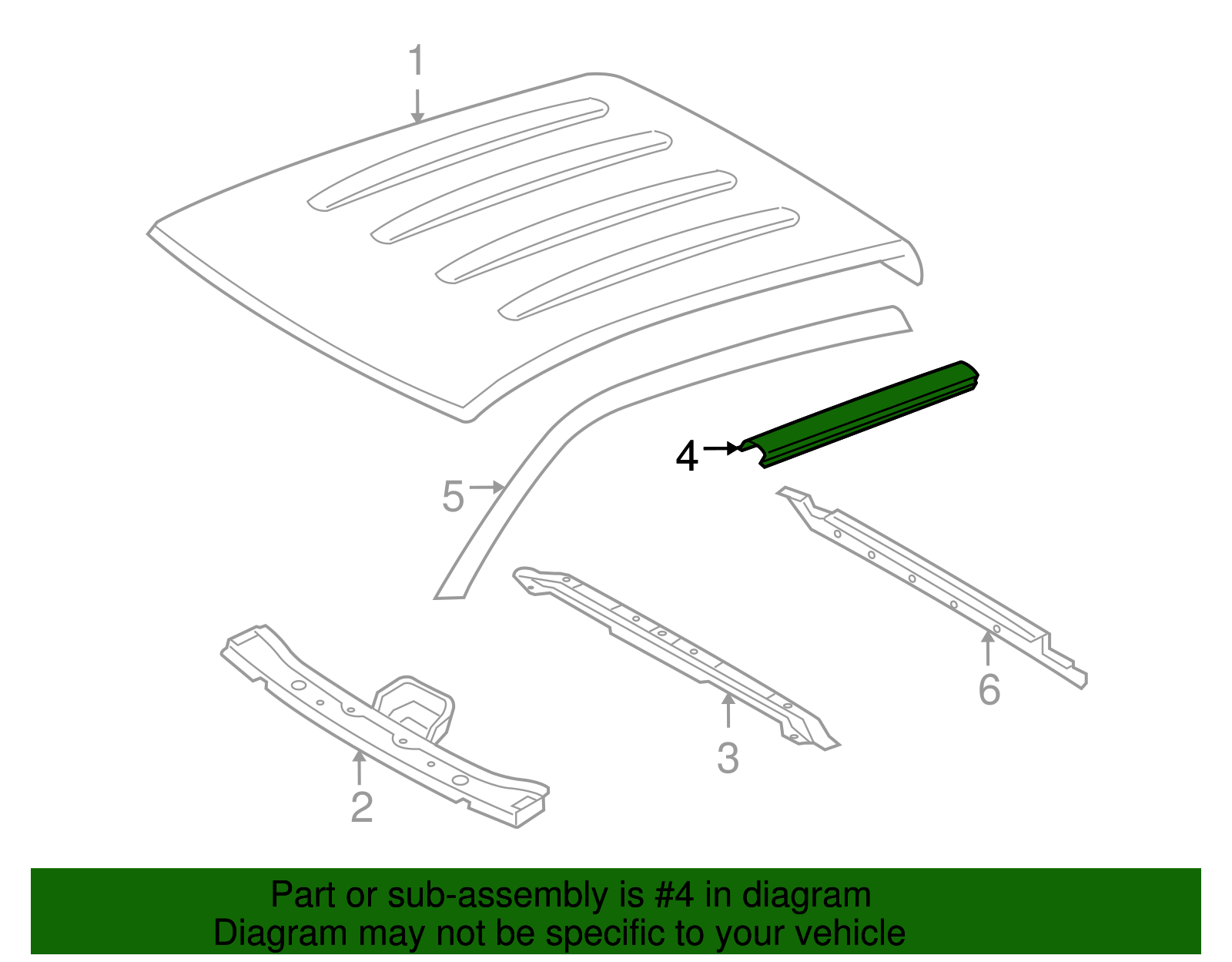 2005-2023 Toyota Tacoma Roof Side Rail 61212-04040 | Toyota Parts Center