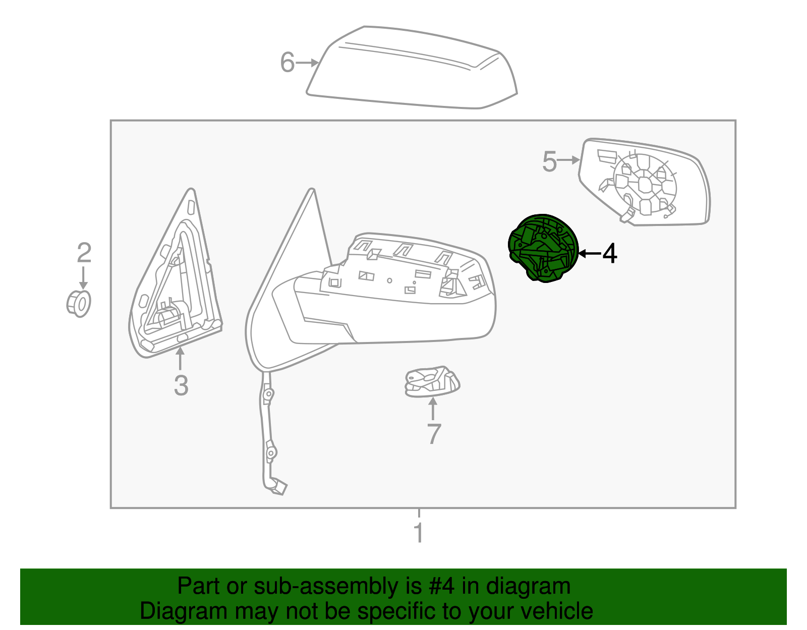 2014-2020 GM Actuator Asm-O/S Rr View Mir Less Finish 22919754 | GM ...