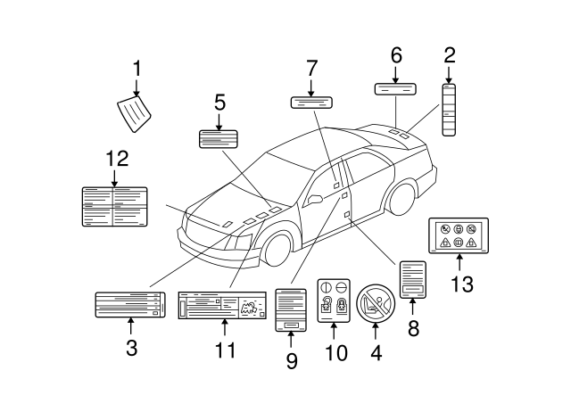 2005-2013 Cadillac Air Conditioning Refrigerant Charge Label 20992668 ...