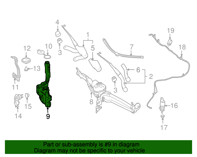204-869-03-00 - Washer Fluid Reservoir 2008-2018 Mercedes-Benz ...