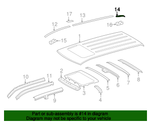 2008-2013 Toyota Highlander Drip Molding 75553-0E040 | Toyota Parts Center