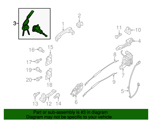 81970 1WA00 - Lock Cylinder 2012-2017 Kia Rio | Kia.Parts Store