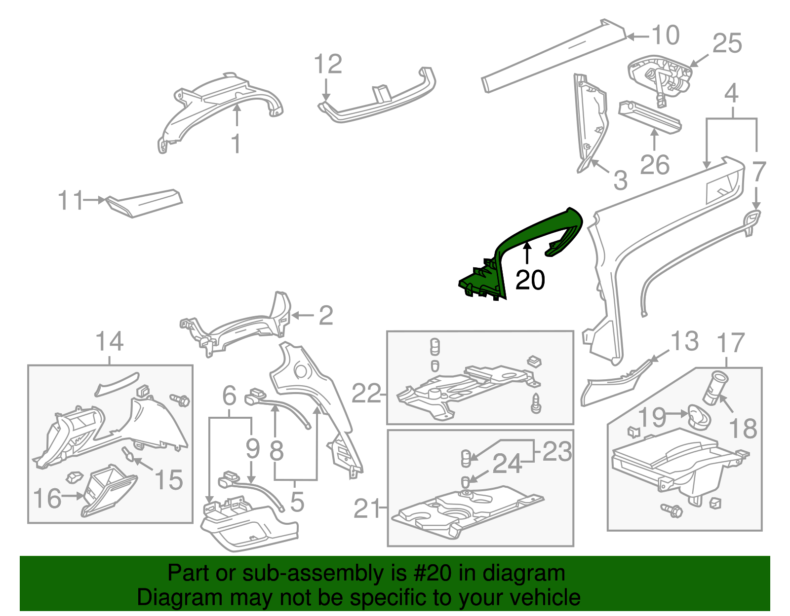 23135067 - Shale Instrument Panel Lower Trim Panel 2013-2019 Cadillac ...