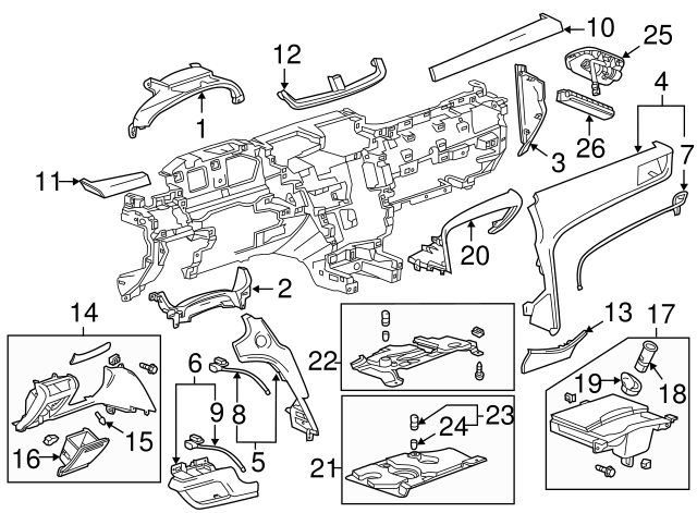 2013-2019 Cadillac XTS Cocoa Instrument Panel Cluster Lower Trim Panel ...