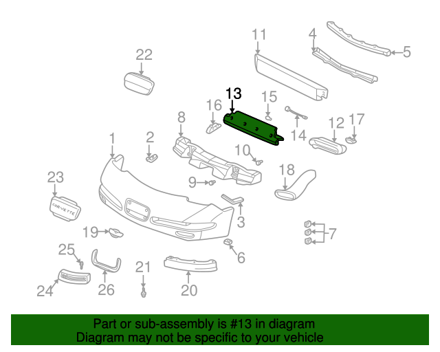 1997-2004 Chevrolet Corvette Front Air Deflector 10401458 GM ...
